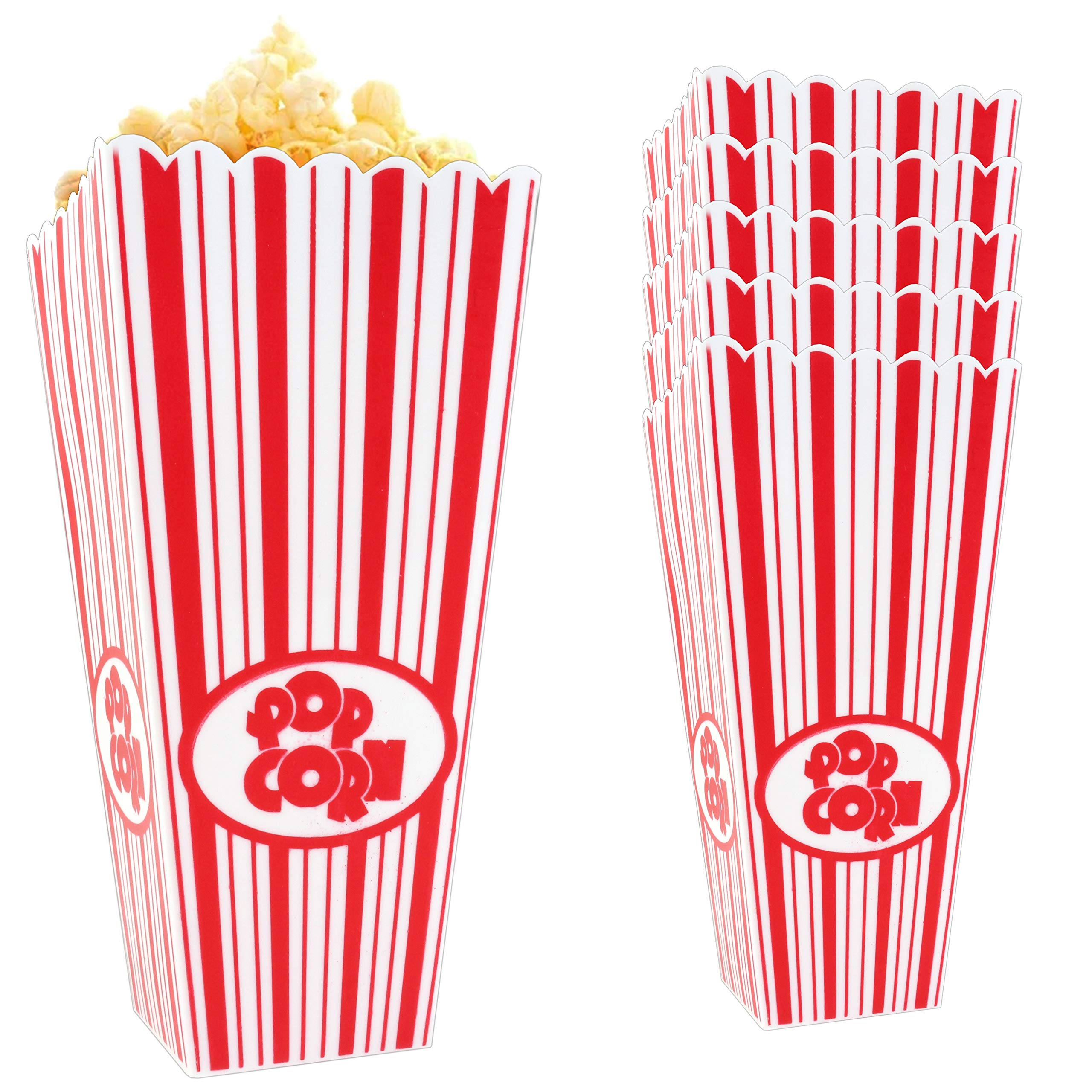 WHL 5x Tall Plastic Popcorn Boxes with Scalloped Edges & Retro ...