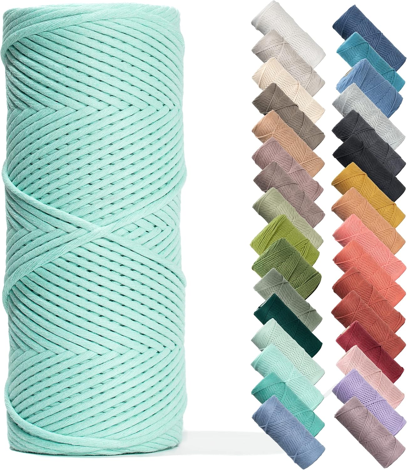 Recycled Cotton Macrame Cord 4mm x 240 Yards – Thick Single Strand Cord ...