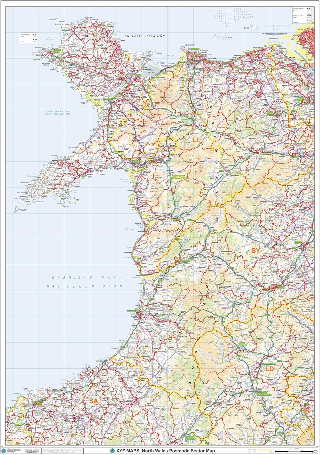 Amazon.com : North Wales Postcode Sector Wall Map (S9) - 33.25" x 47 ...