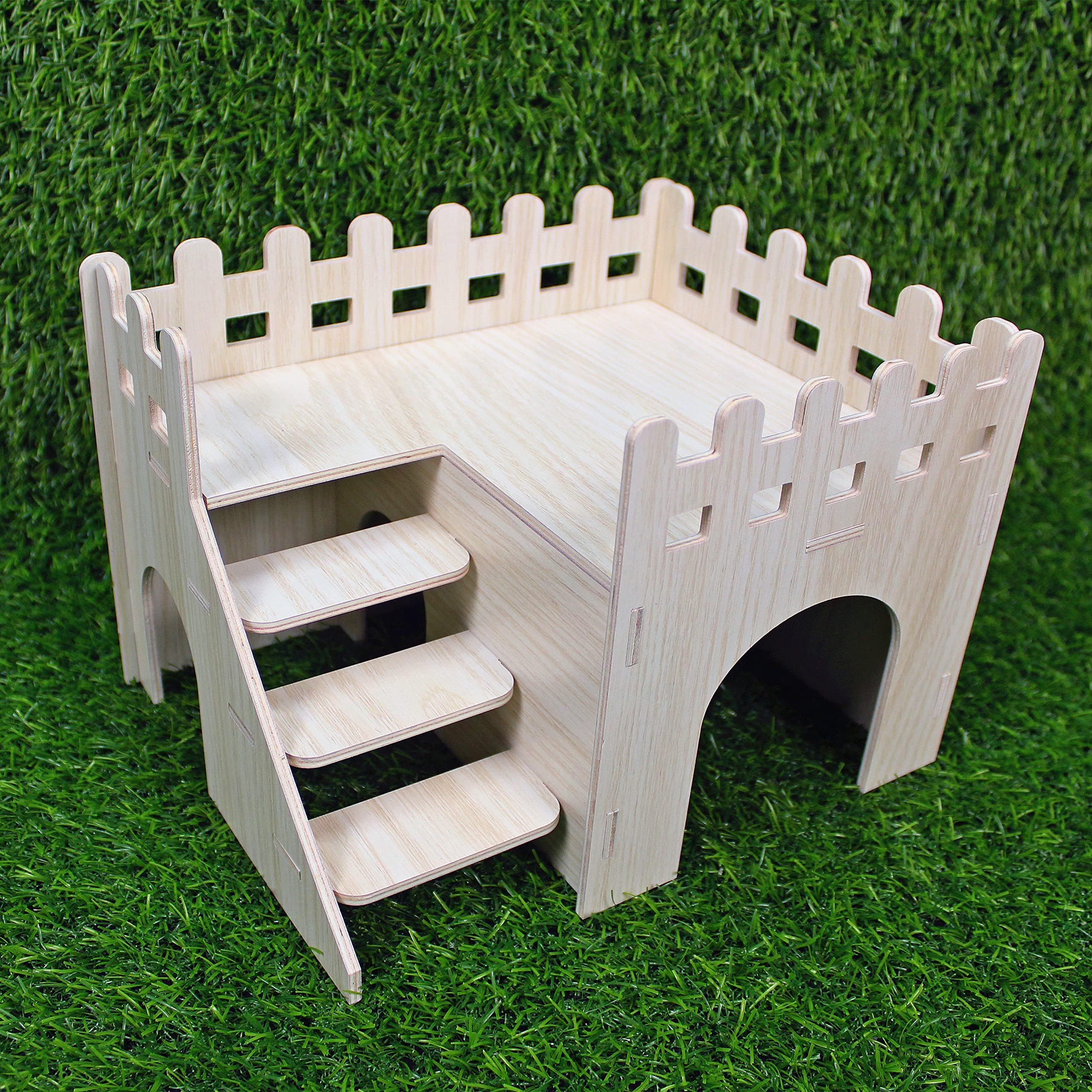 YankMooM Large Wooden Hamster House,Washable Luxury Hamster Hideout ...
