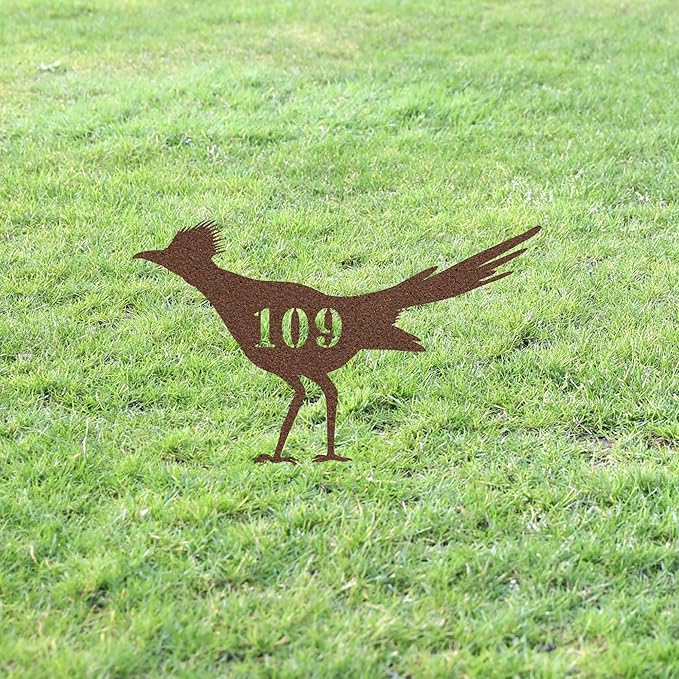 Amazon.com : Roadrunner House Number Sign Yard Address Plaque Garden ...