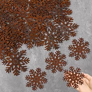 Amazon.com: Vercraft 50 Pcs Christmas Rusty Snowflakes Metal Snowflake Decorations for Christmas ...