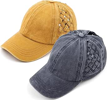 Funky Junque Criss Cross Hat Womens Baseball Cap Distressed Ponytail Messy Bun Trucker Ponycap ...