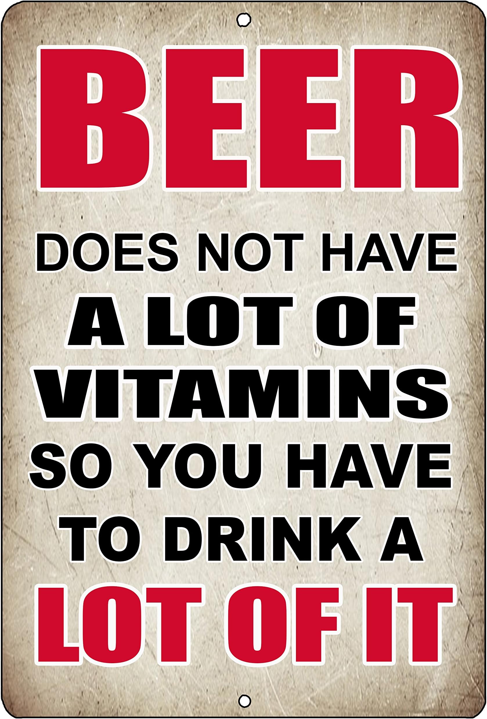 Amazon.com: Funny Beer Alcohol Sign Metal Tin Sign Home Bar Kitchen ...