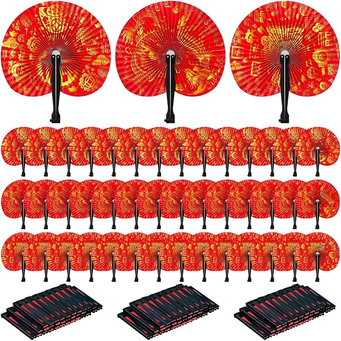 Amazon.com: Threehoney 36 Pcs Chinese New Year Decorations Paper Fans ...