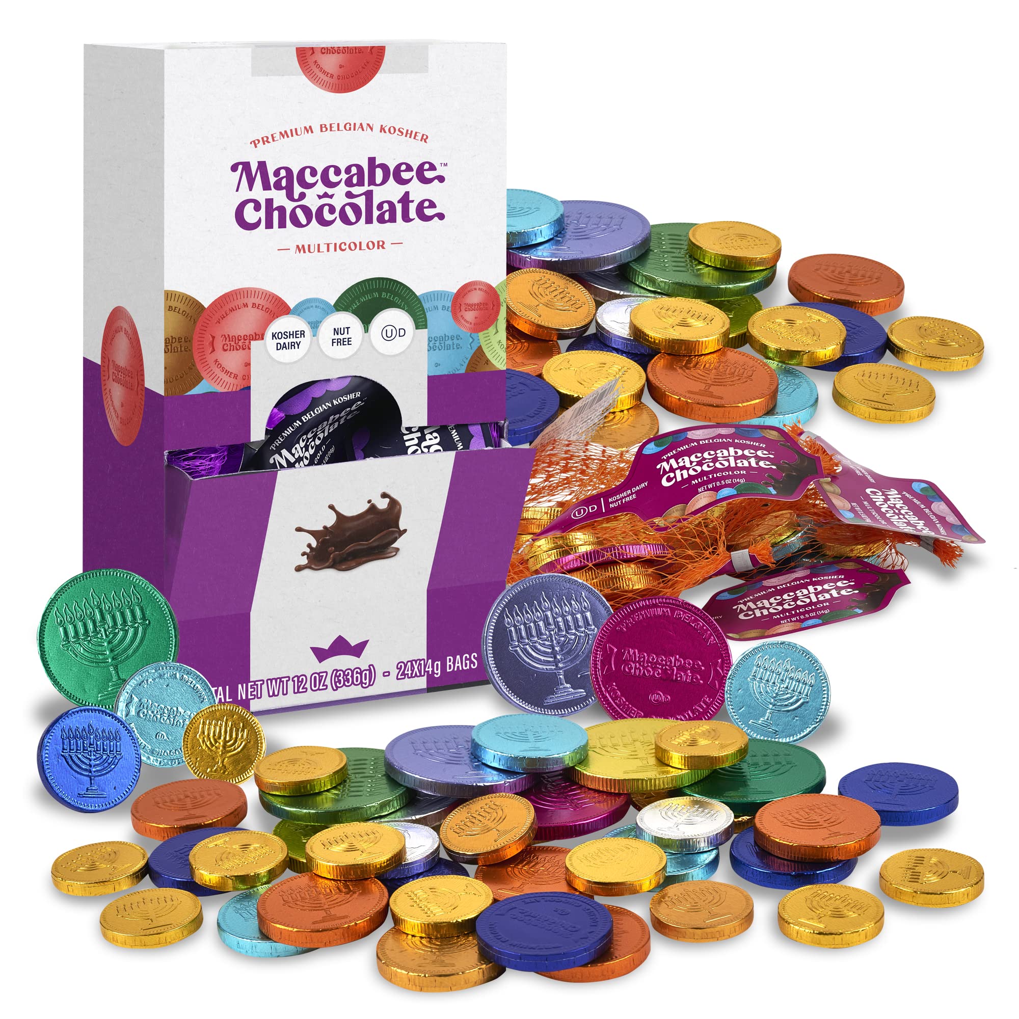 Amazon.com : Maccabee Kosher Belgian Chocolate Gelt Coins Nut-free ...