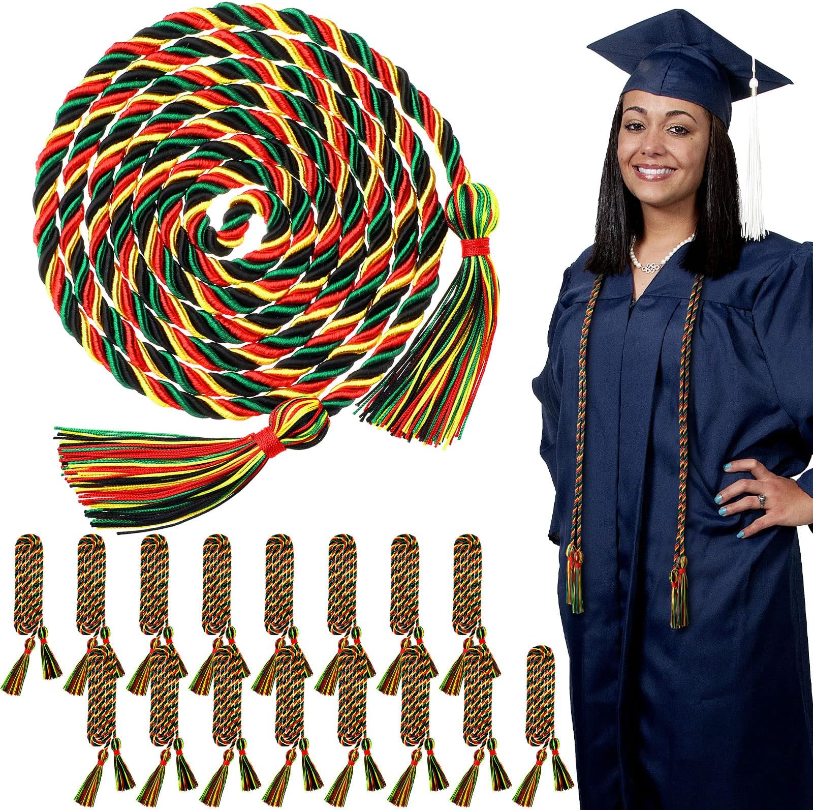 Amazon.com: 16 Pieces 2025 African Graduation Honor Cords Kente Colors ...