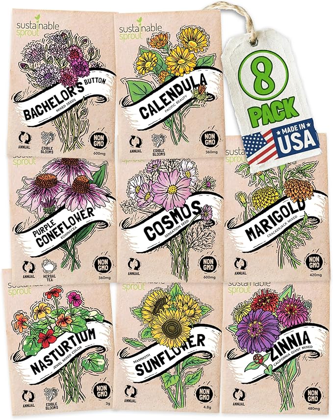 Amazon.com : Seeds for Planting Flowers: 8 Bulk Variety Packets Zinnia ...