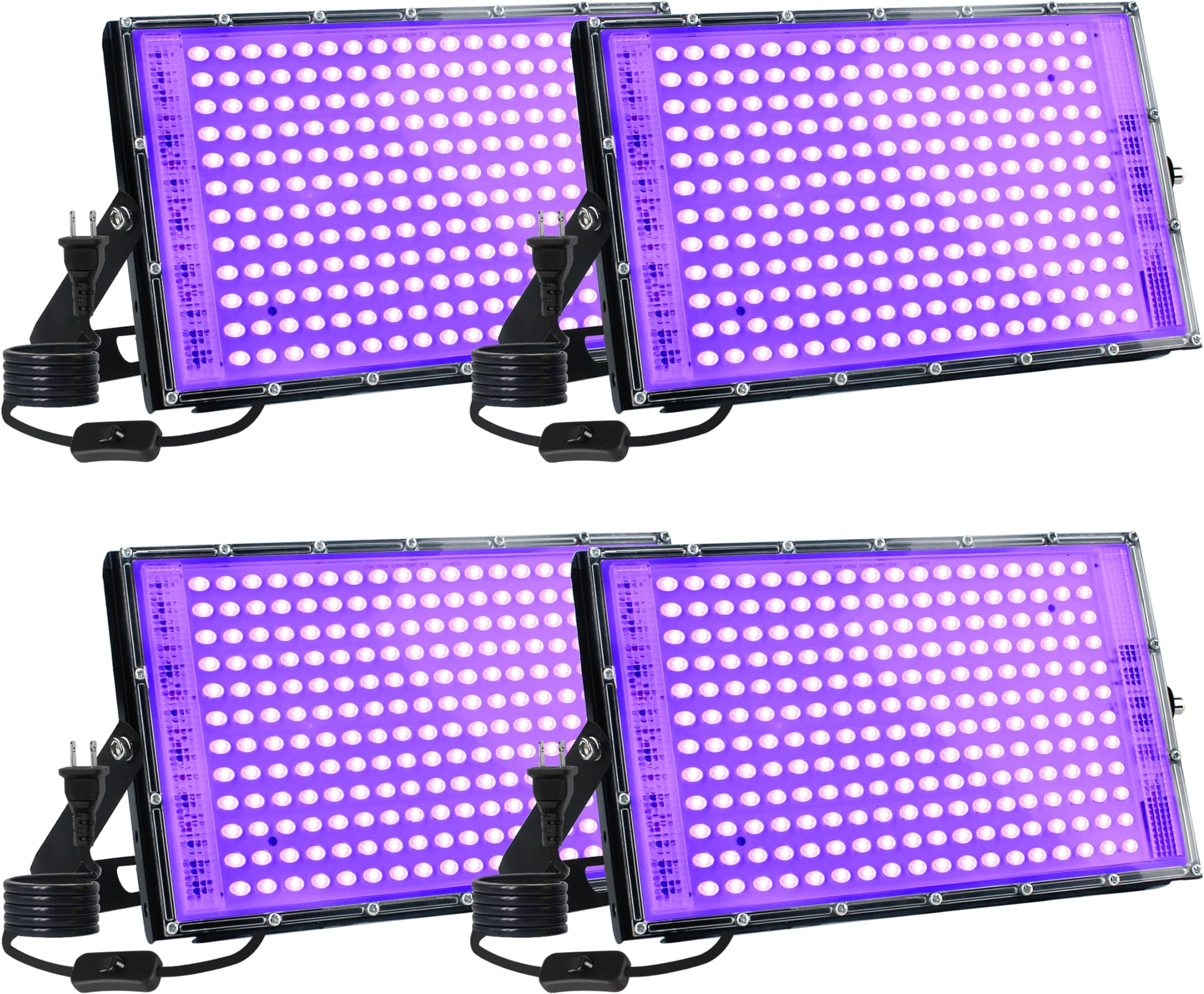 MEEKBOS 4 Pack 150W LED Blacklight, UV Black Lights for Glow Party ...