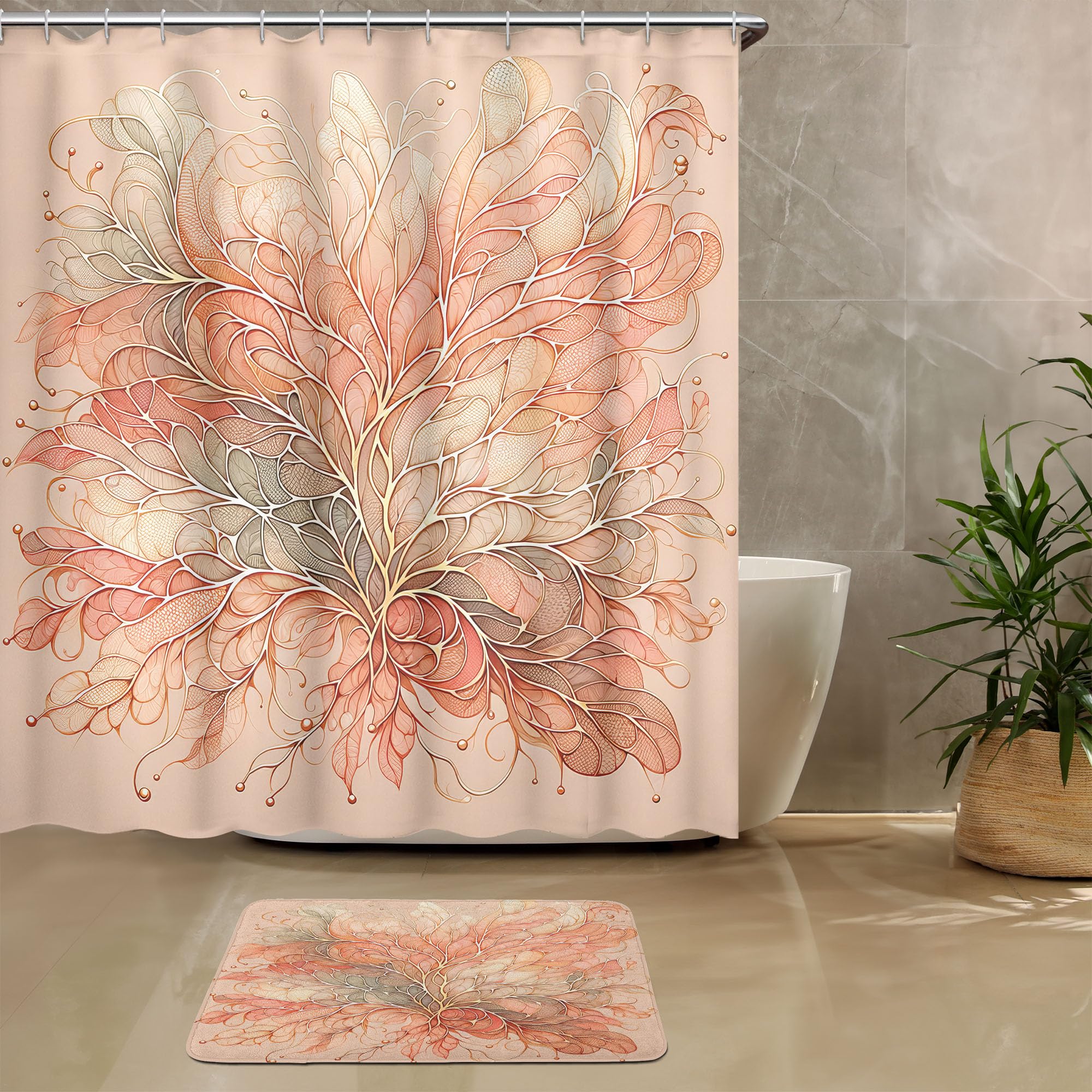 Amazon.com: Ambesonne Peach Shower Curtain & Bath Mat Bundle ...