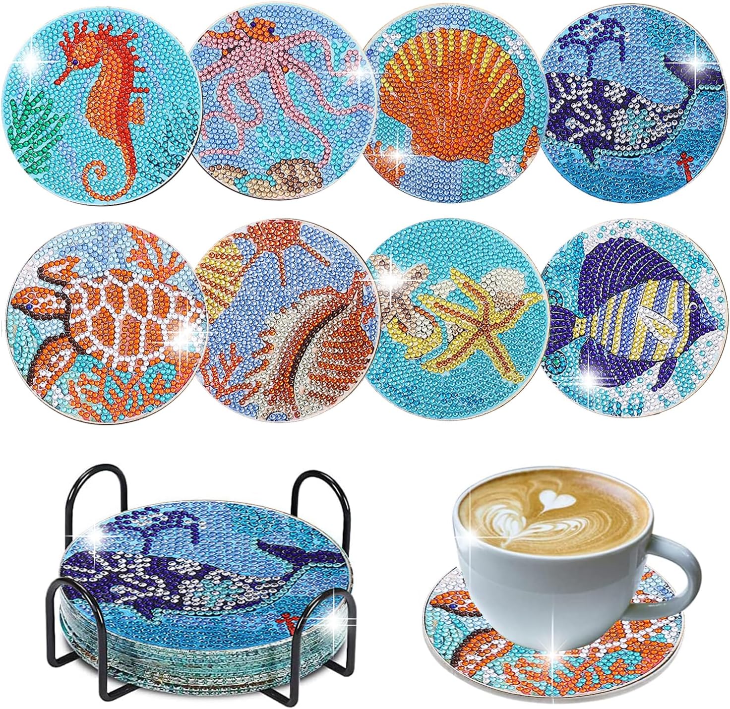 Amazon.com: YIRGUIUS 8pcs Diamond Painting Coasters Kit, Diamond Art ...