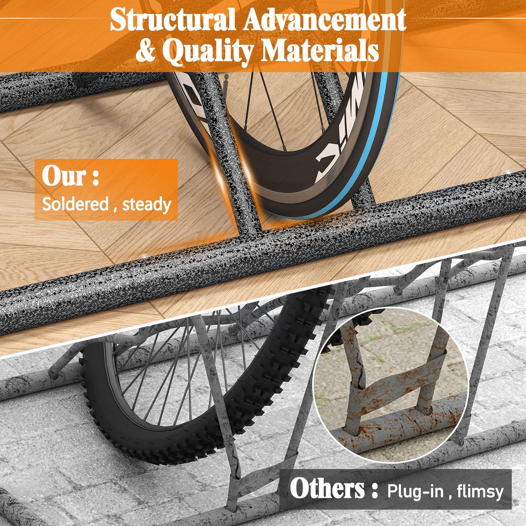 Snapklik.com : Mr IRONSTONE Bike Rack, Floor Bike Rack For Garage ...