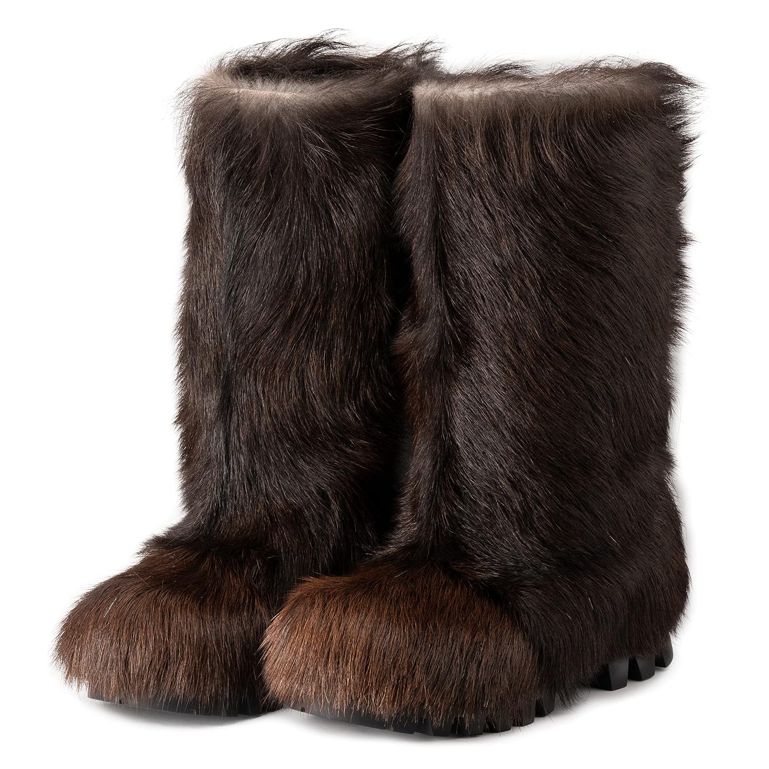 Brown Goat Fur Boots for Men, Winter Snow Boots, Viking boots,Yeti ...