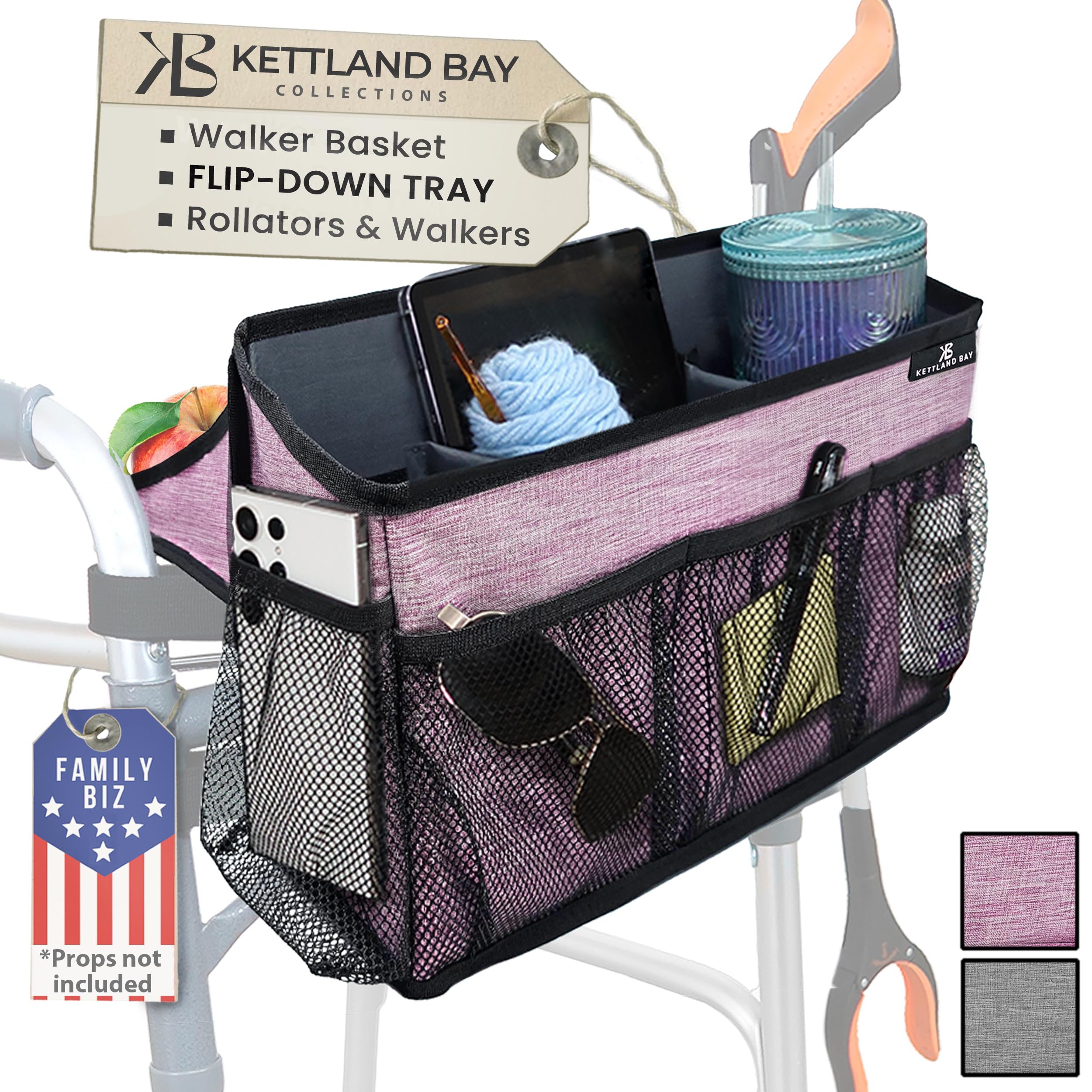 Amazon.com: Walker Basket for Folding Walker with Flip-Down Walker Tray ...