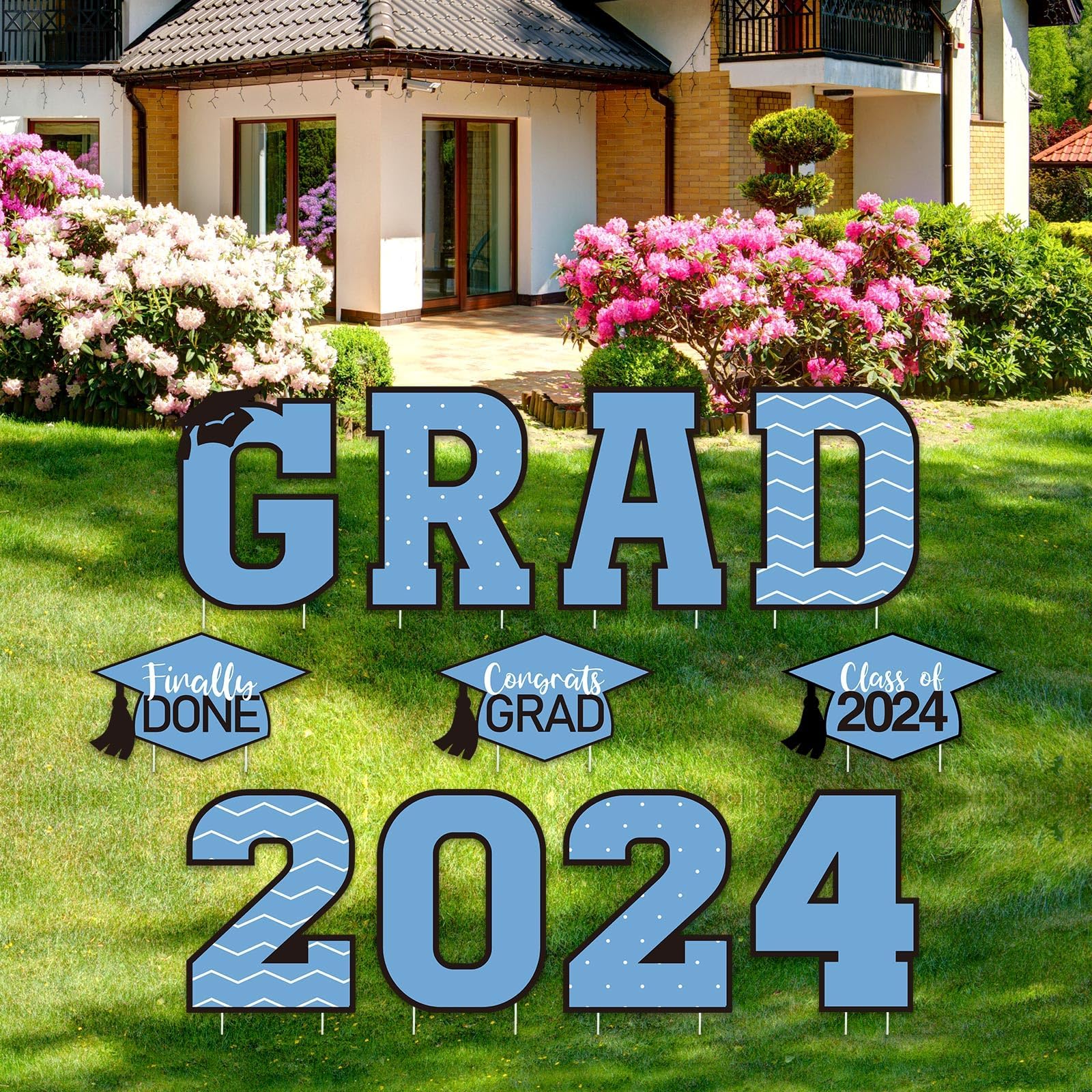 Amazon.com : 2024 Graduation Yard Sign Decoration Blue - Large Size ...