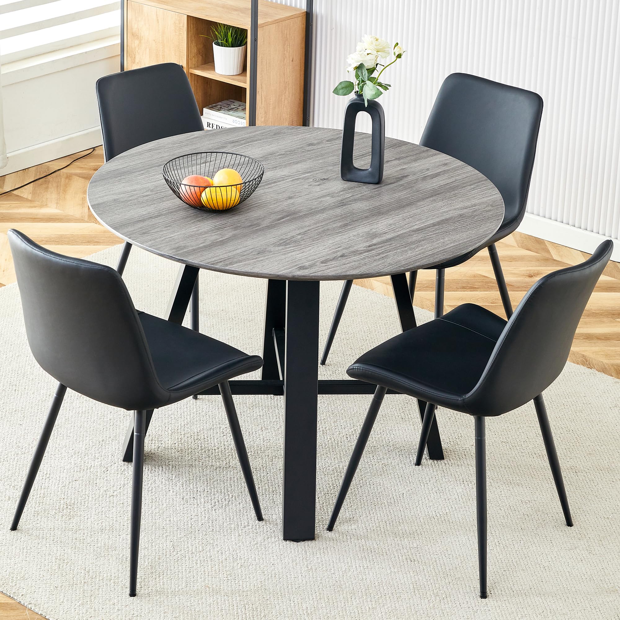 Amazon.com - AISYKOD Round Dining Table Set for 4, Round Kitchen Dining ...