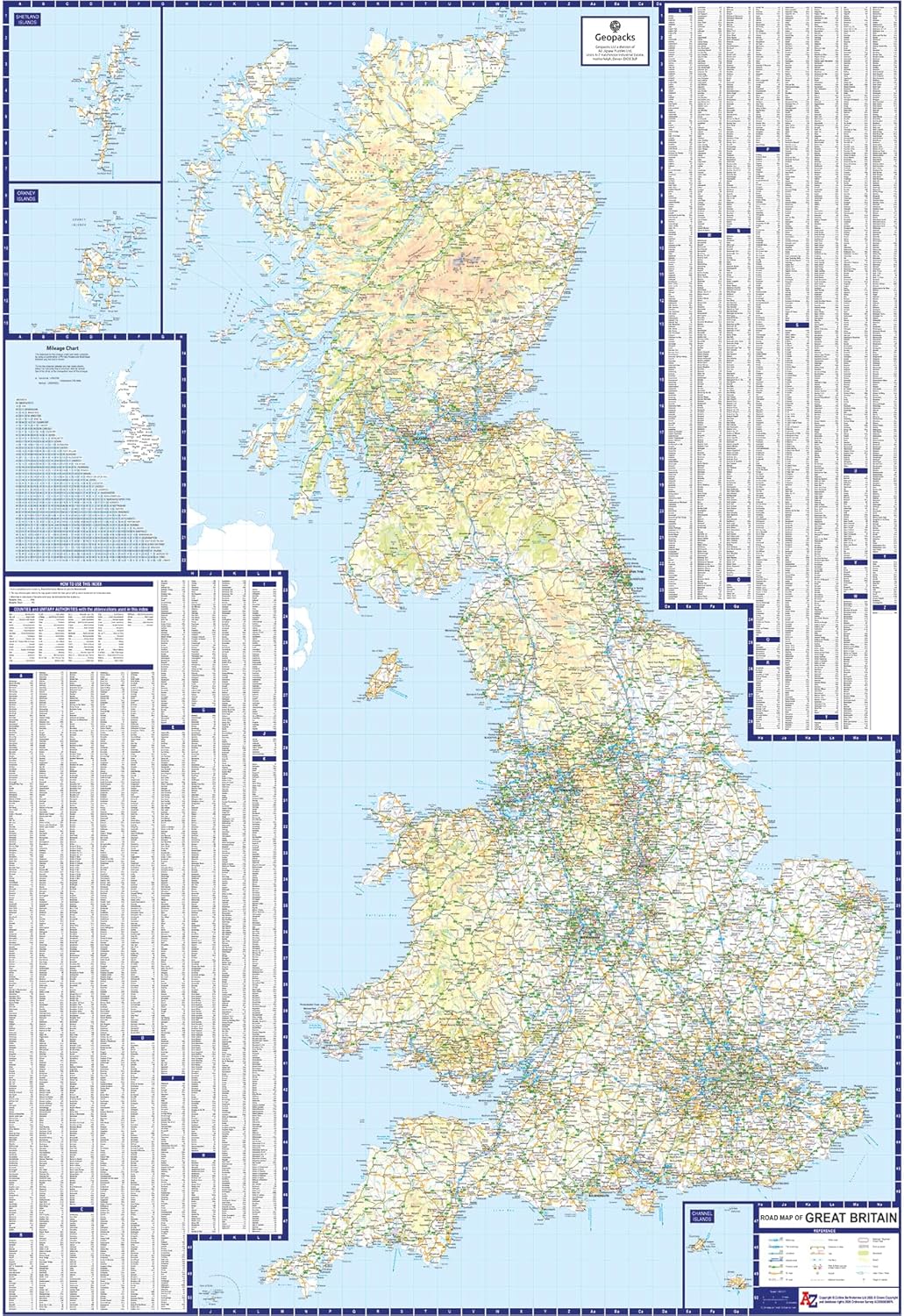 Great Britain A-Z Roads Wall Map - Laminated Large Philippines | Ubuy