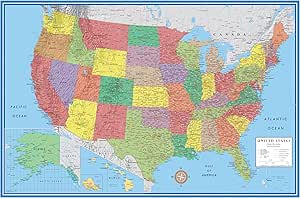 Amazon.com: 24x36 United States, USA Classic Elite Wall Map Mural ...