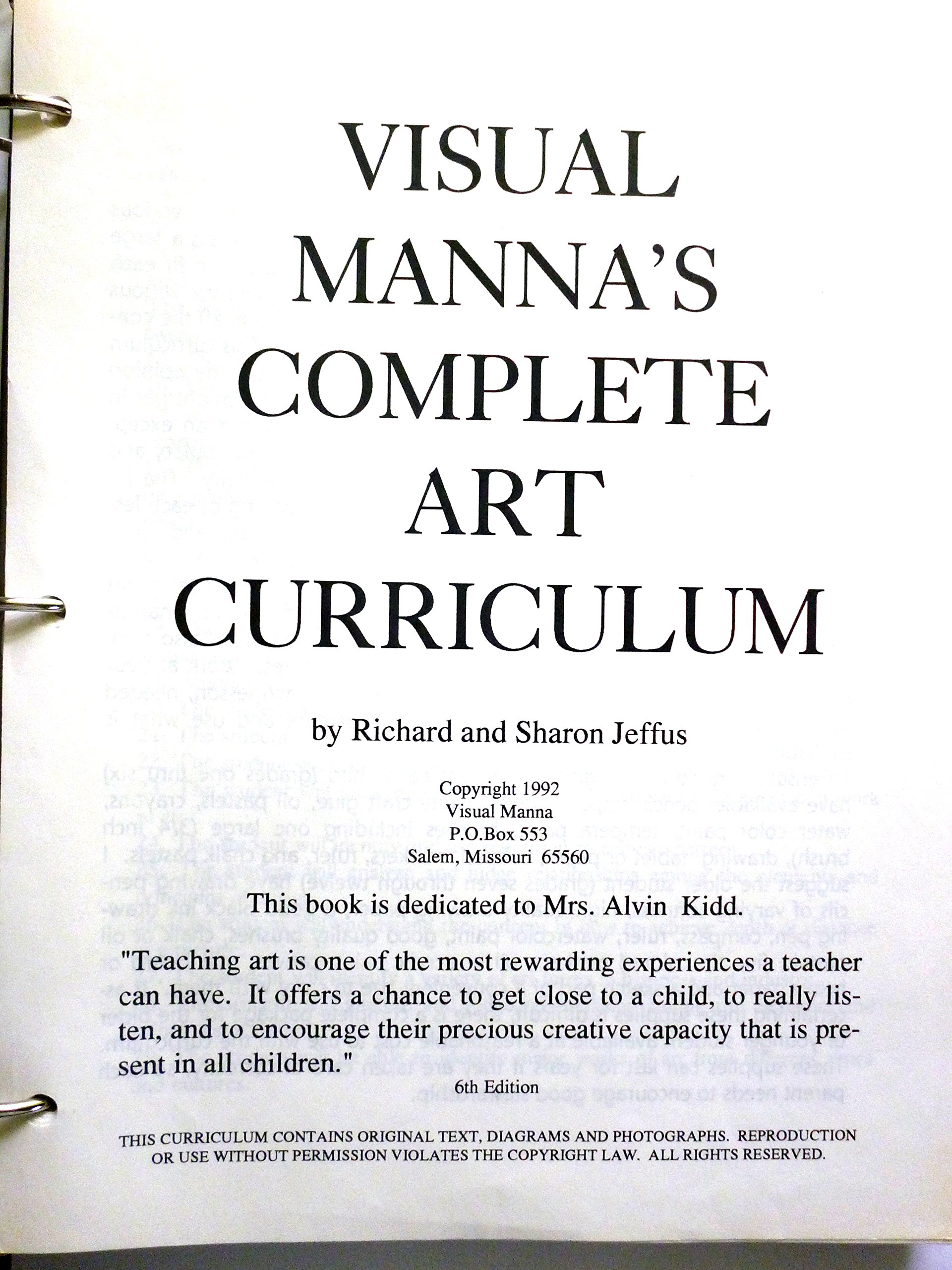 Visual Manna Complete Art Curriculum: Richard Jeffus, Sharon Jeffus: 9780967738604: Amazon.com ...