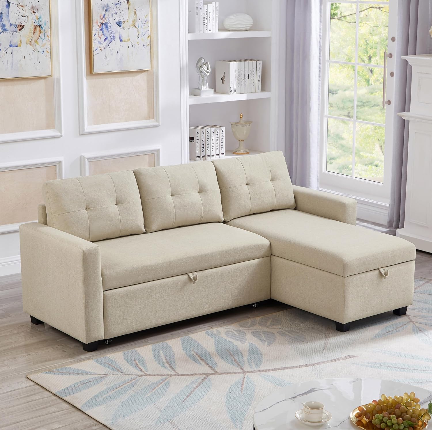 Amazon.com: HOHOUSE 81.5'' Sectional Sofa with Storage and Pull-Out Bed ...