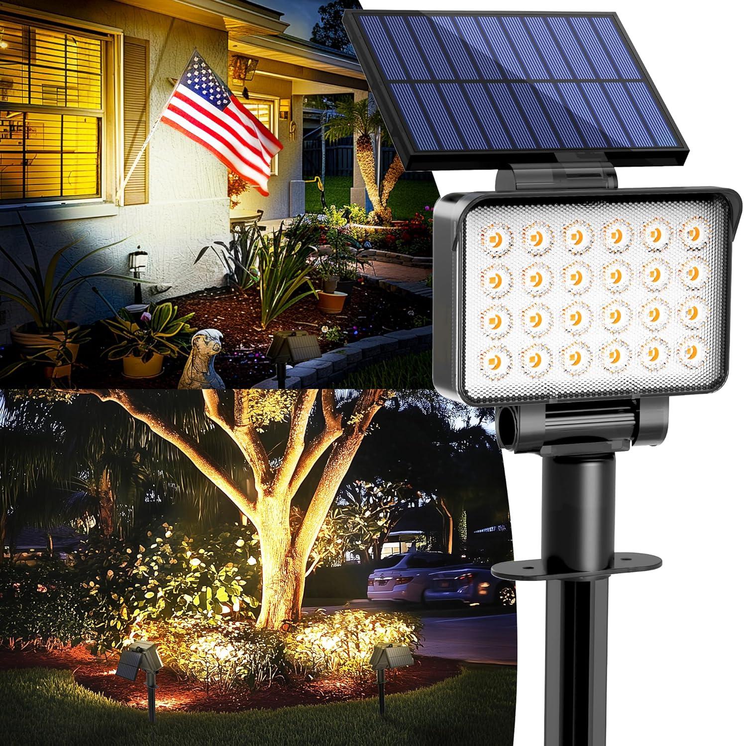 COOZAMING Solar Spot Lights Outdoor Waterproof for Flag, Tree, House ...