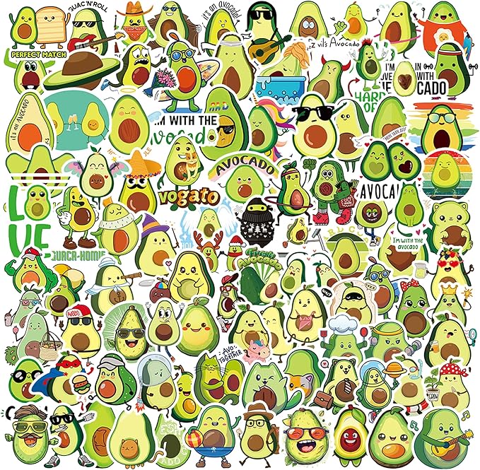 Amazon.com: Dorgua 100Pcs Avocado Stickers, Non-Repetitive Avocados ...