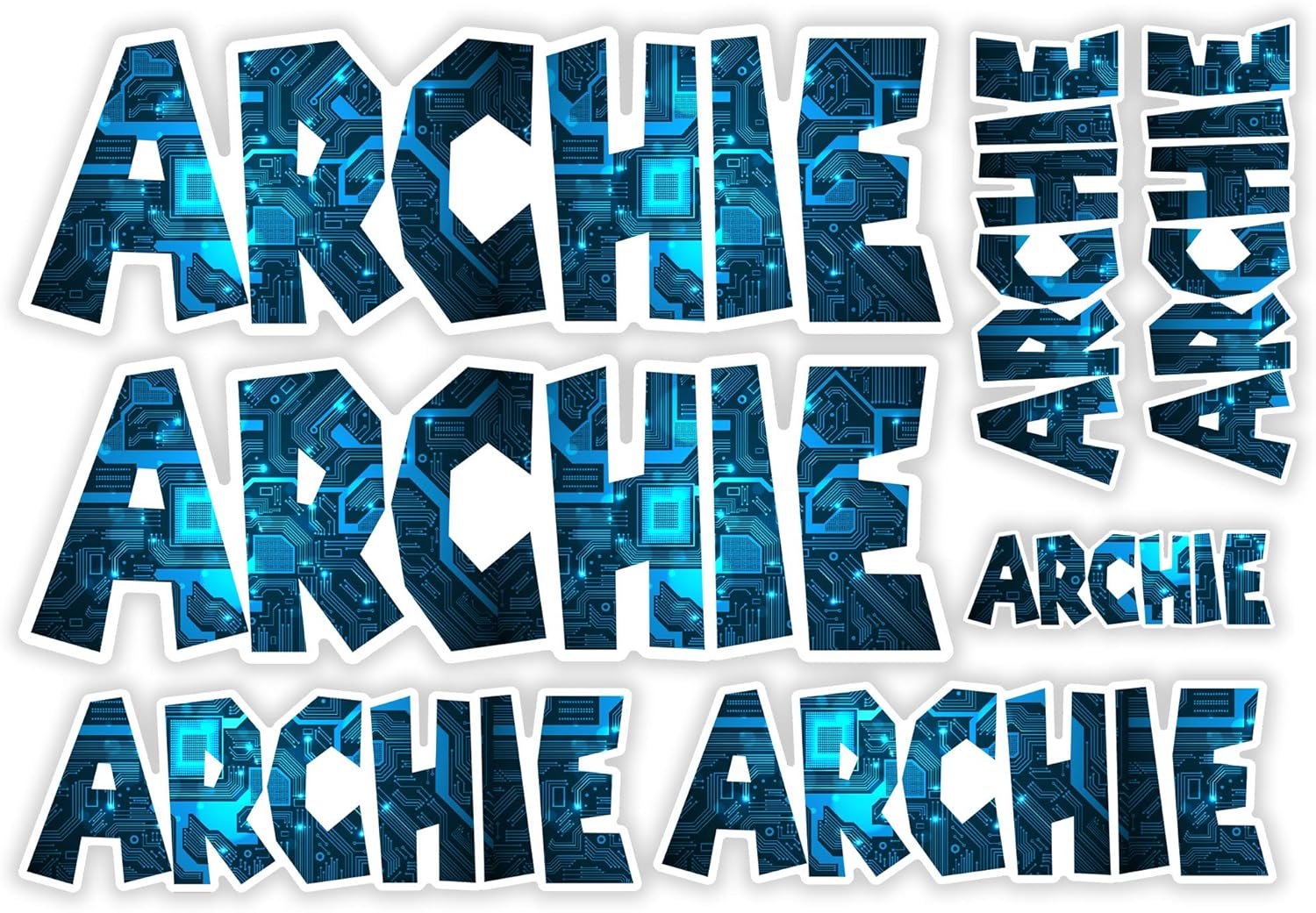 Archie Vinyl Name Stickers A5 Sheet Computer Chip Laptop Name Kids ...