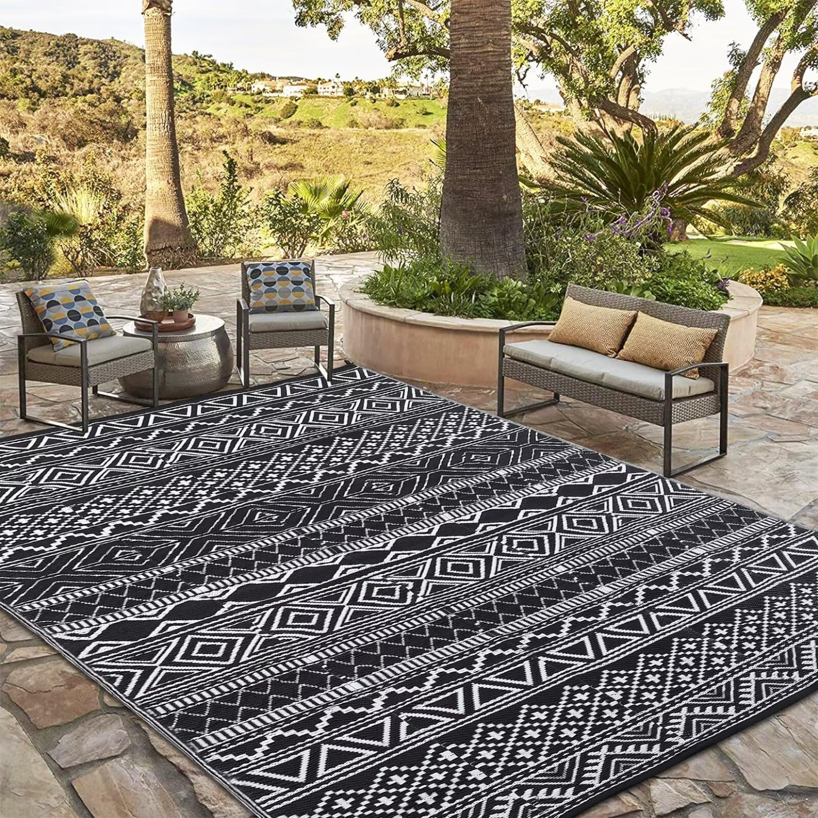 Amazon.com: COZYLOOM Outdoor Rug Carpet Waterproof 9x12 ft Reversible ...