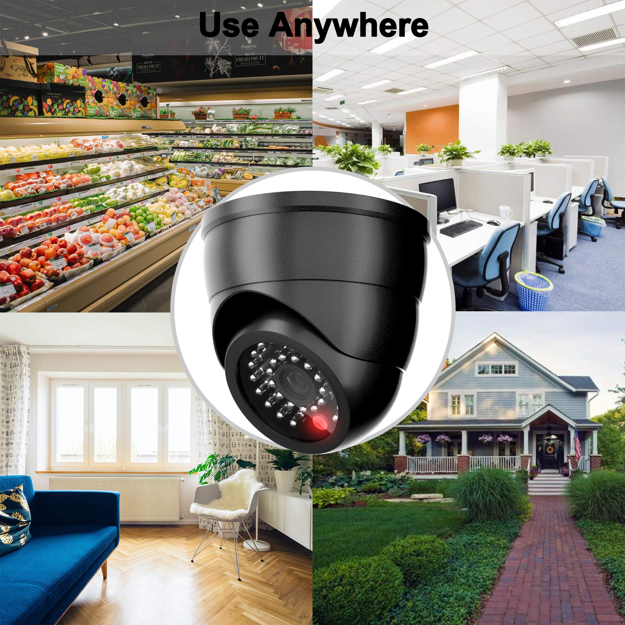 Dummy Camera Outdoor SZYAN Fake Security Cameras (2-Pack) - Realistic Dummy CCTV Dome With ...