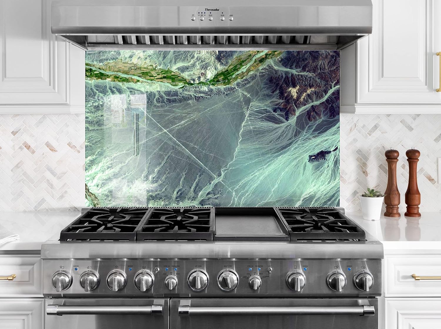 Myphotostation Tempered Glass Splashback 48Wx32H'-Green Marble ...