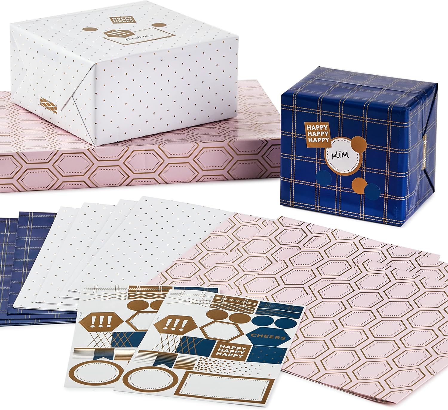 Amazon.com: Hallmark Flat Wrapping Paper Sheets with Cutlines on ...