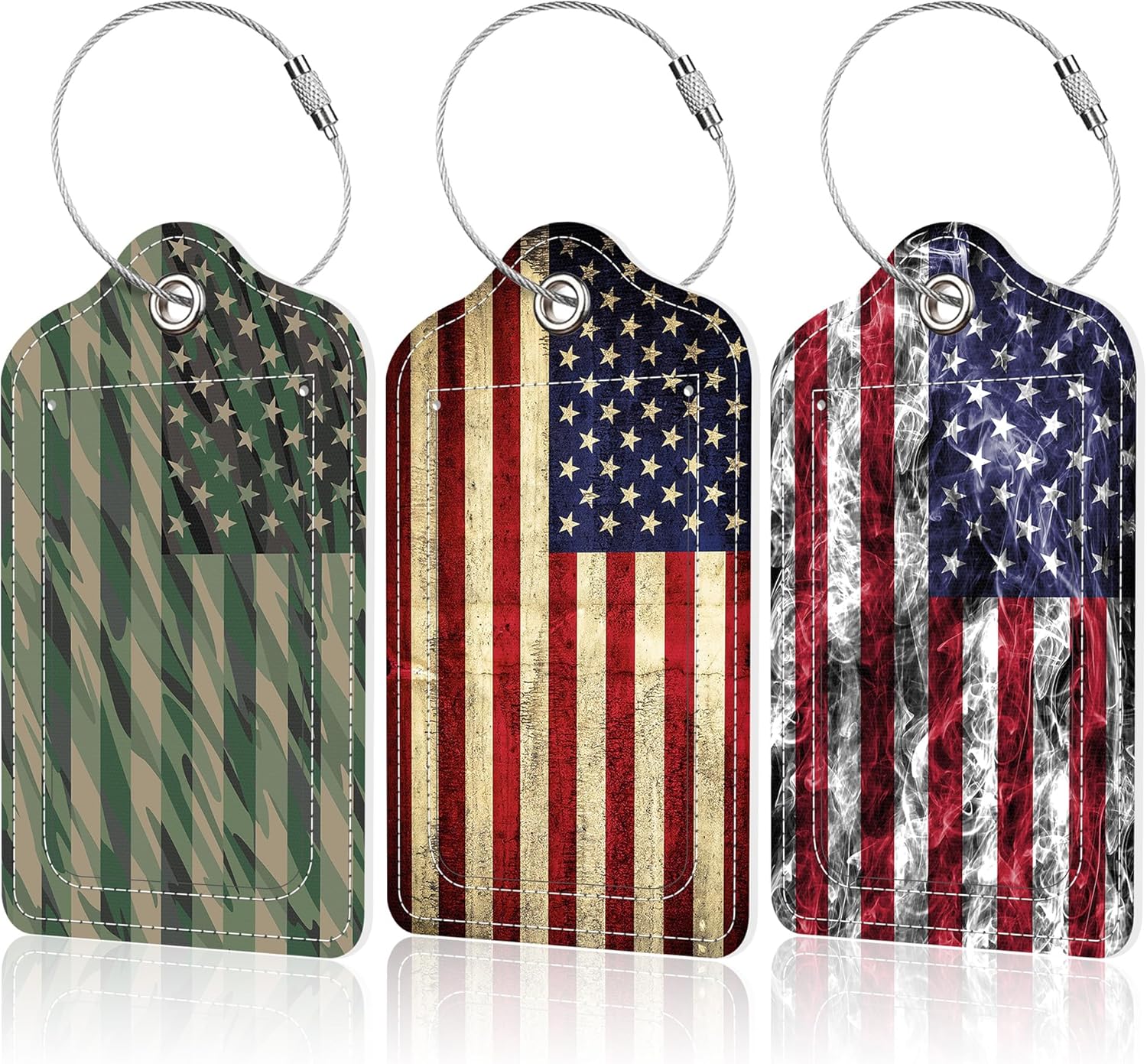Amazon.com: EOBKLAX 3 Pack American Flag Luggage Tags for Suitcases,USA ...