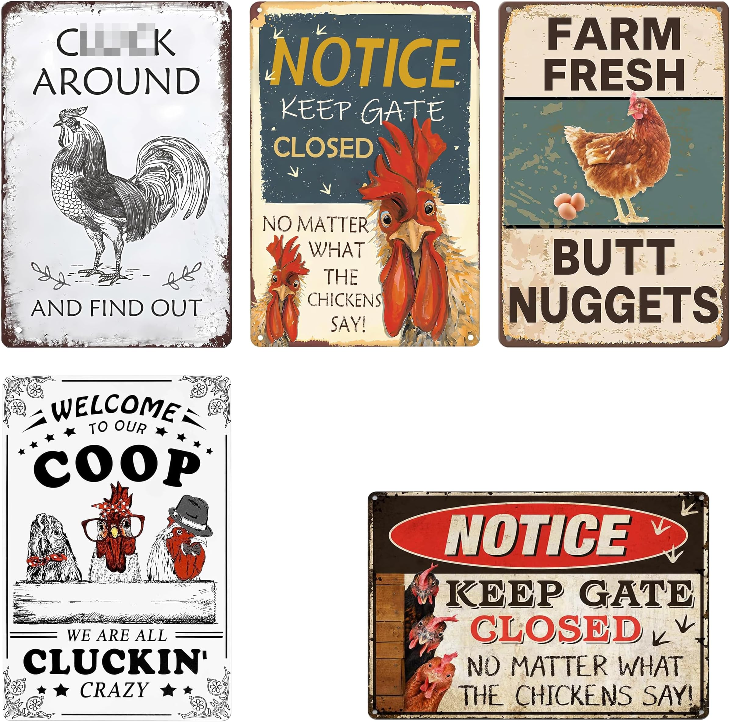 Amazon.com : Vintage Metal Signs Chicken Coop Signs for Farm Yard Decor ...