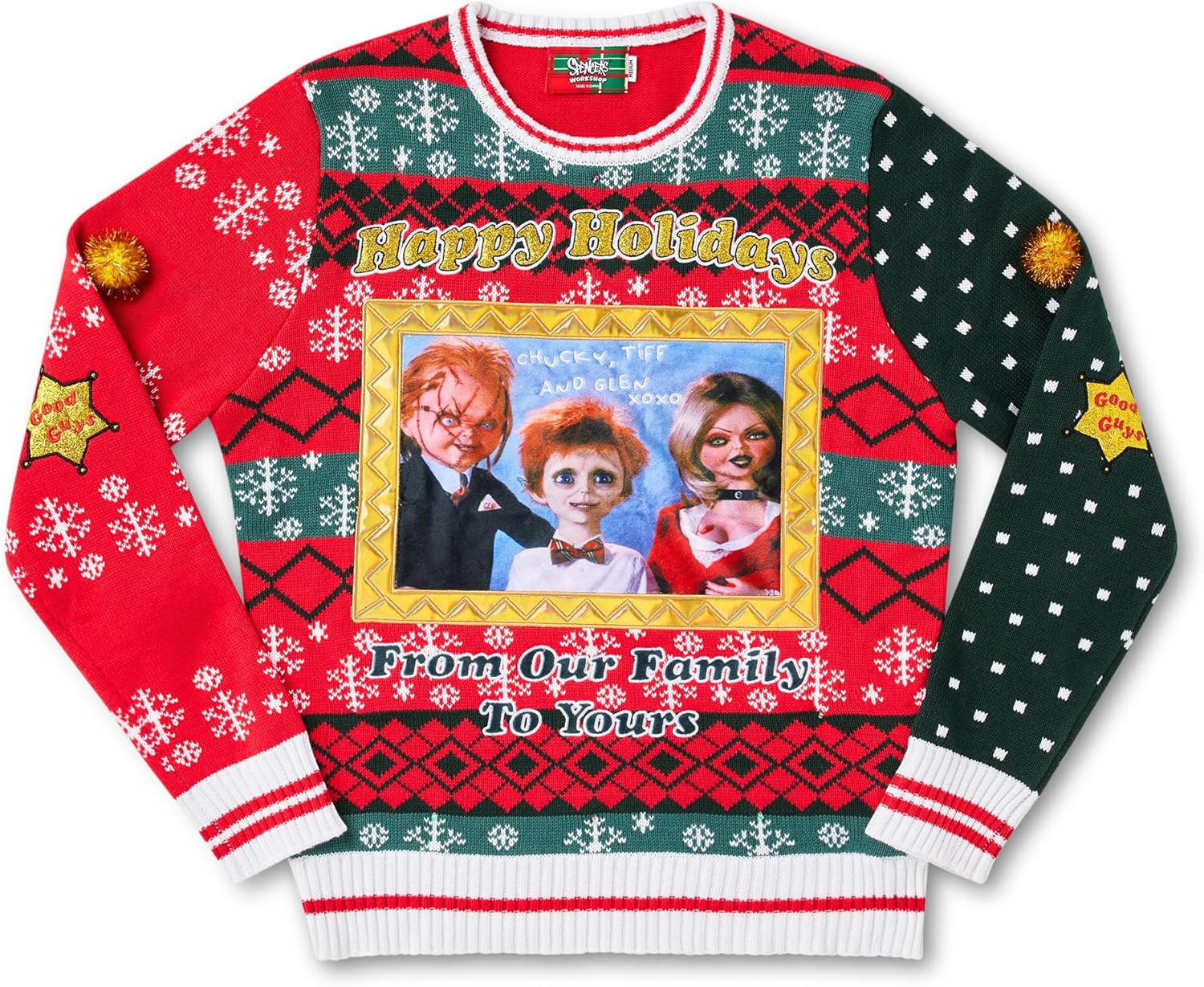 Amazon.com: Spirit Halloween Light-Up Chucky Family Photo Christmas ...