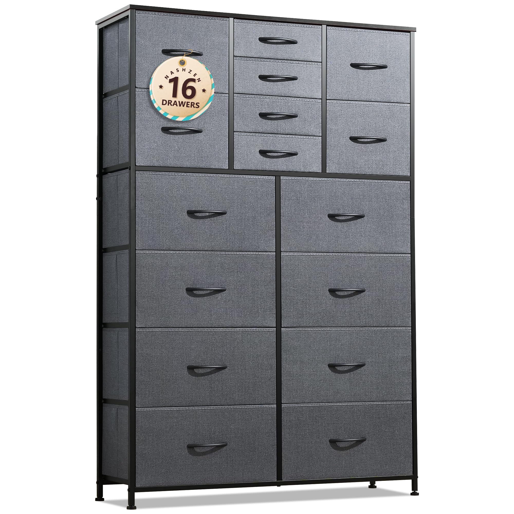 NASHZEN Dresser for Bedroom with 16 Drawers, Tall Fabric Chest of ...