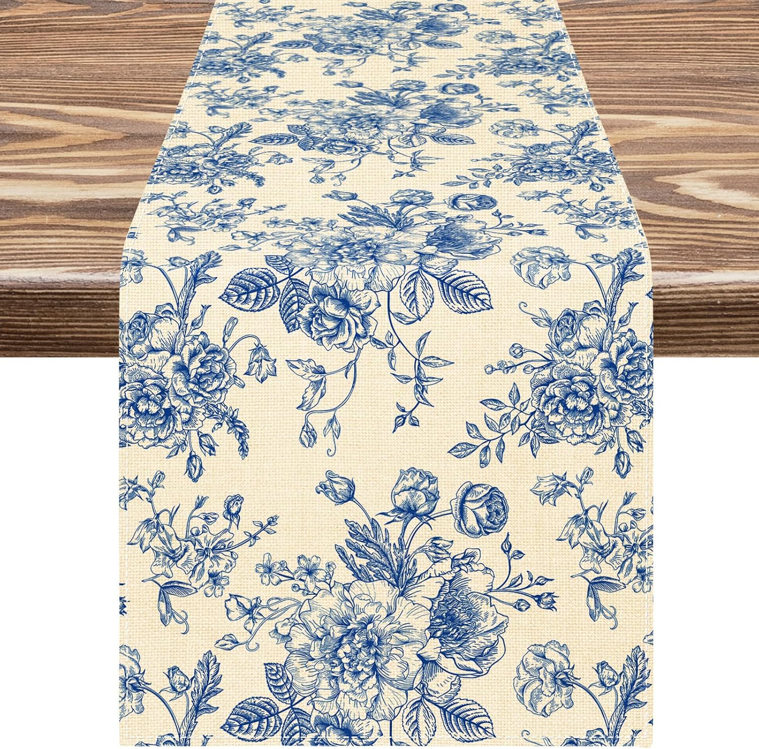 Amazon.com: Floral Table Runner Blue Flower Table Decoration ...