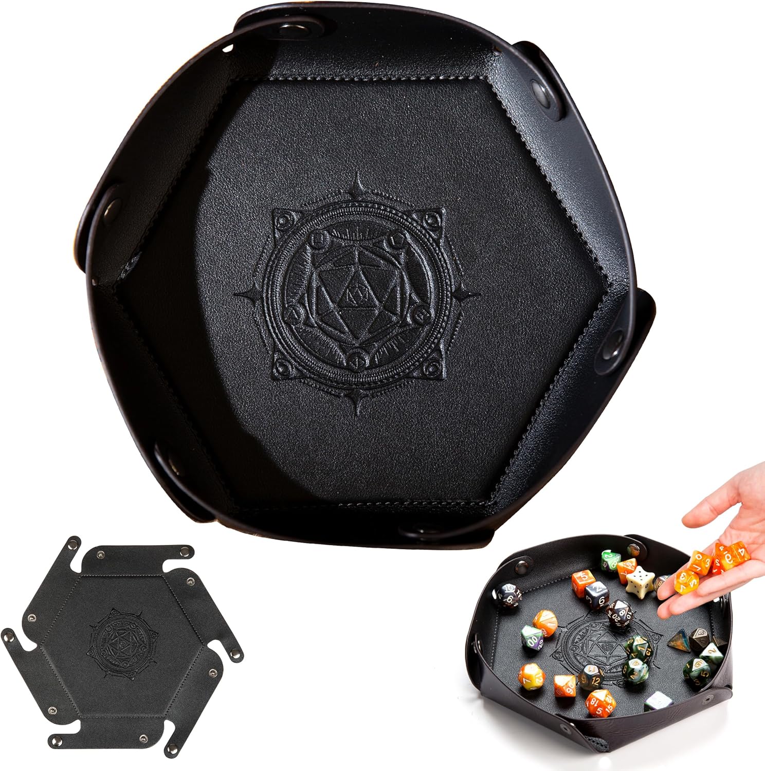 Amazon.com: DND Dice Tray PU Leather Dice Holder with Stereo Embossing ...