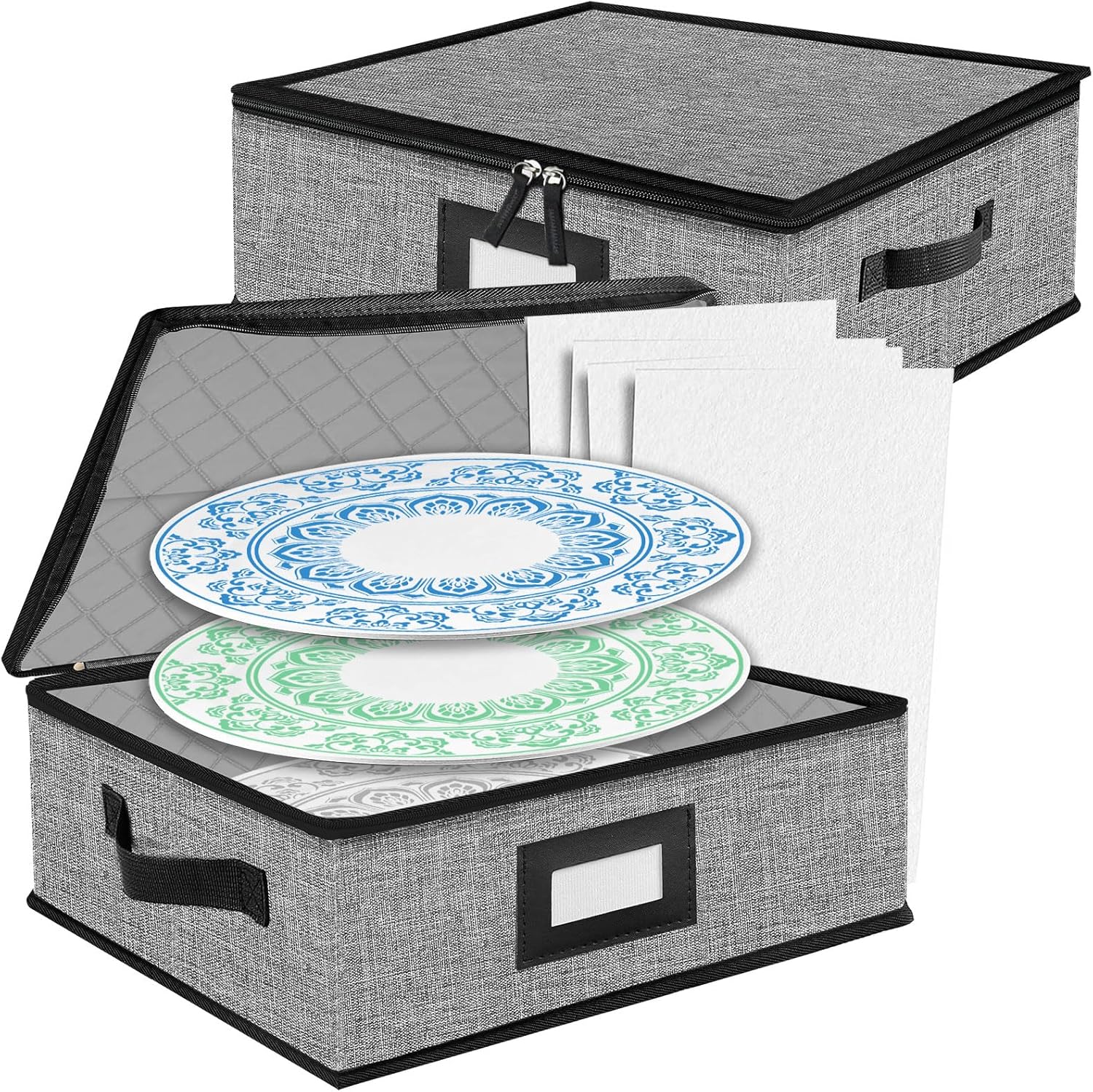 Amazon.com - Quilted Platter Storage Case 2PACK-Fine China Storage ...