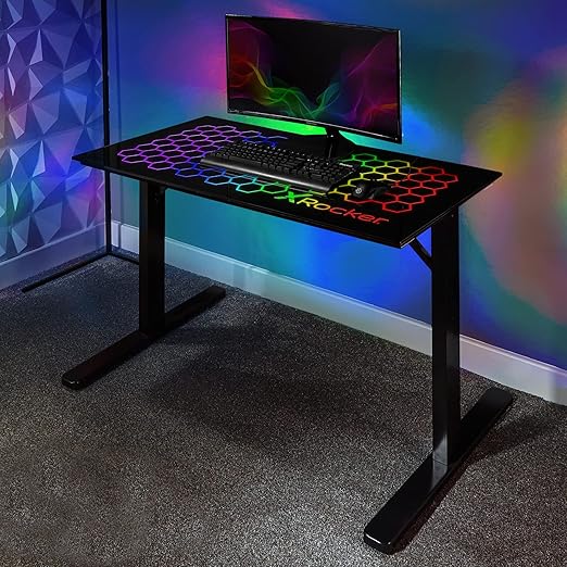 X-Rocker Spectrum RGB Gaming Desk, 127 cm x 110 cm x 77 cm, Modern ...