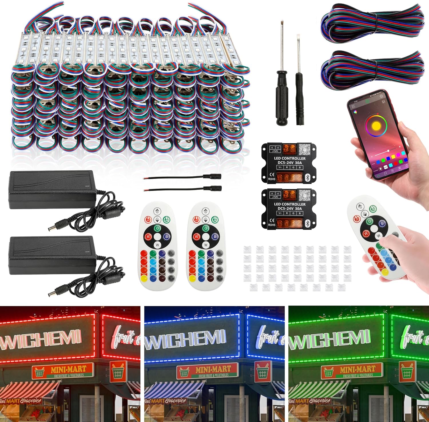 WICHEMI 400 luces LED para escaparate de 200 pies, control de ...