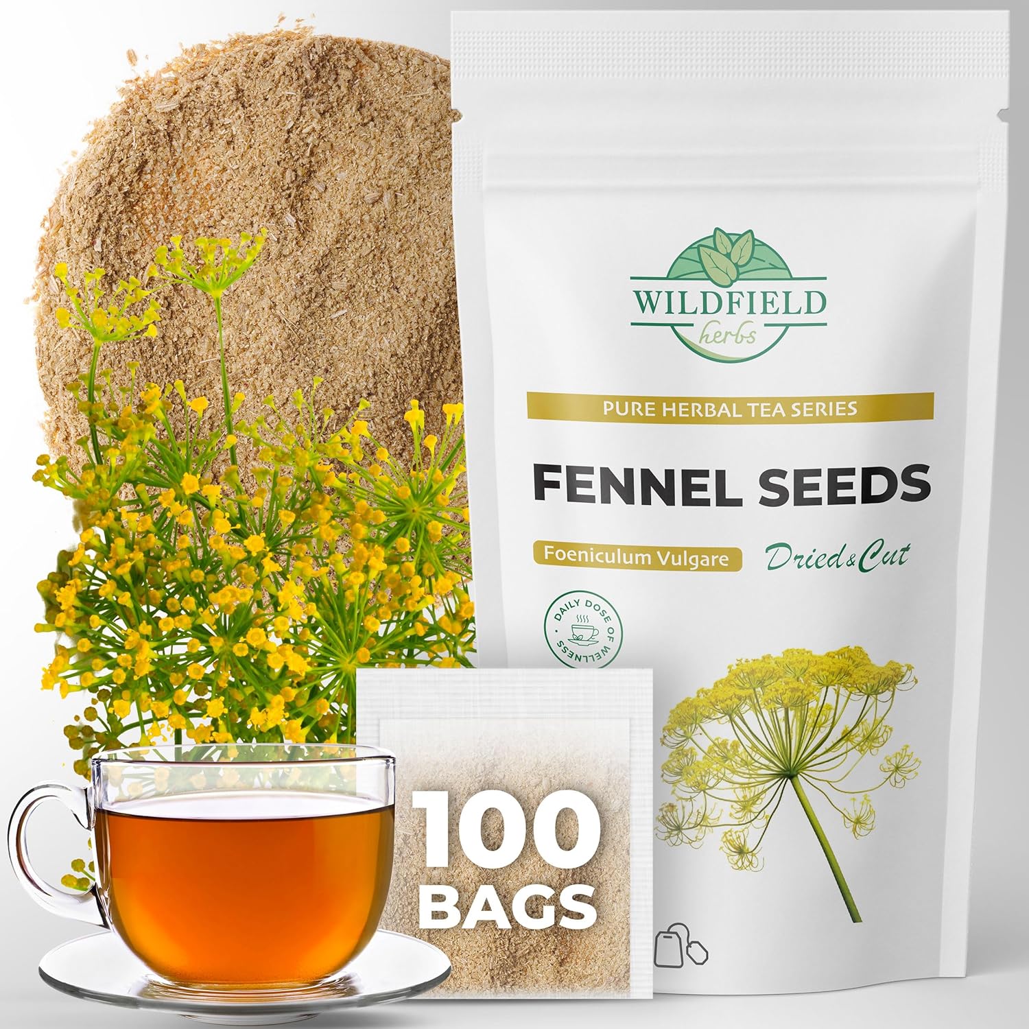 Amazon.com : 100 Bags Fennel Tea Fennel Seed Tea Herbal (Foeniculum ...