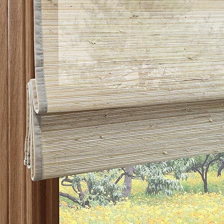 Amazon.com: Cordless Blackout Bamboo Roman Shades, Custom Wood Window ...