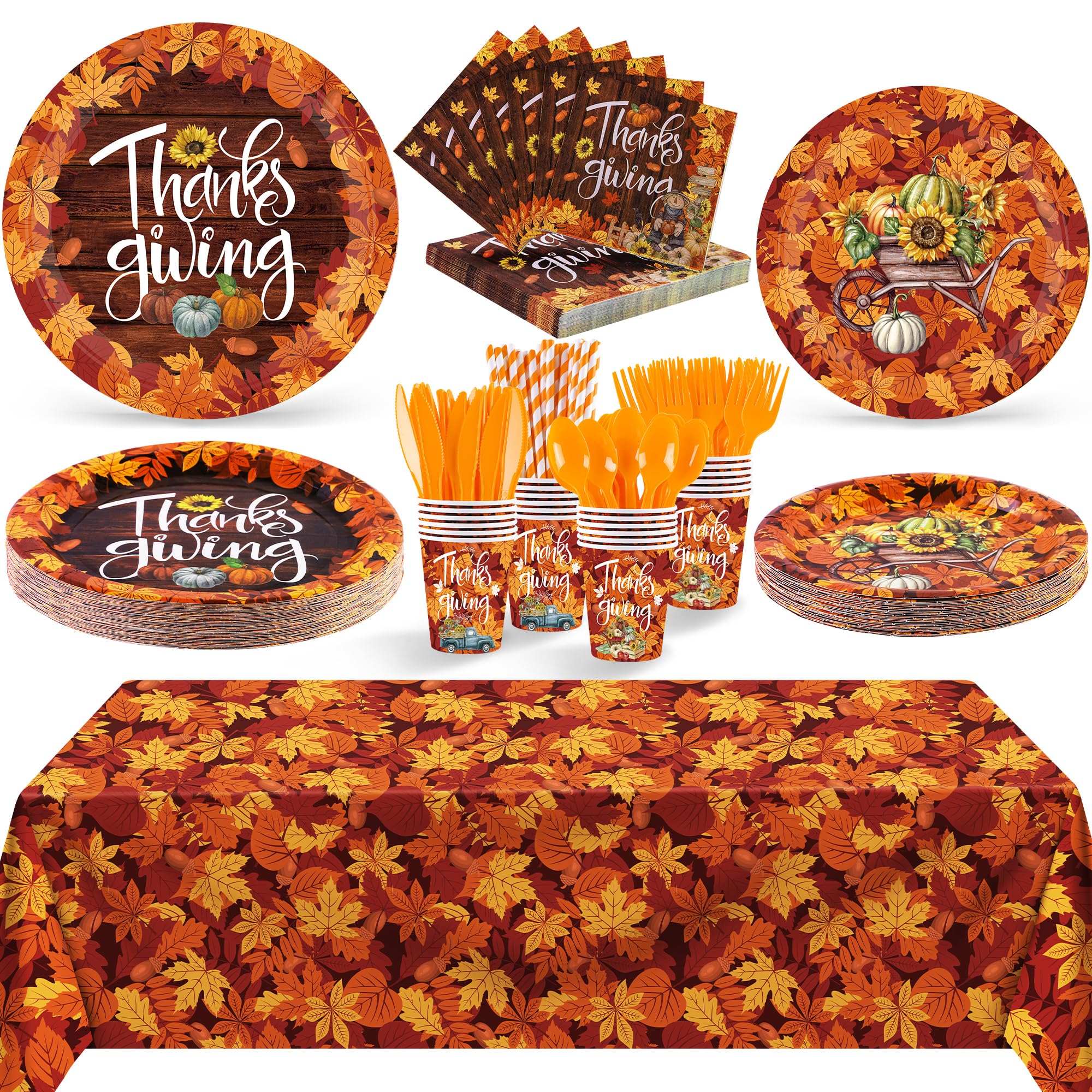 Amazon.com: Ruisita 194 Pieces Fall Party Dinnerware Set Thanksgiving ...