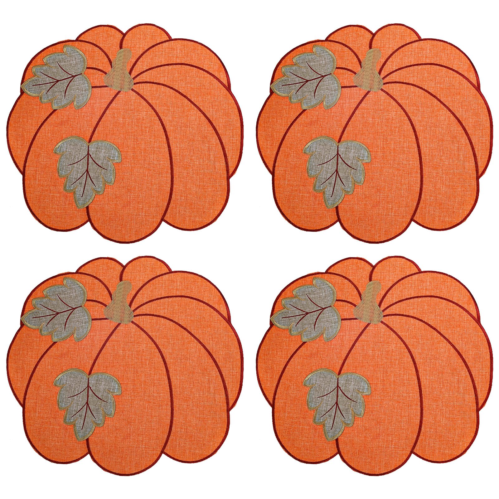 Amazon.com: Whaline 4Pcs Embroidered Pumpkins Placemats Orange Fall ...