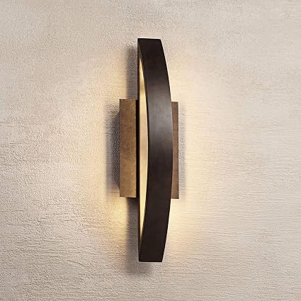 Modern Outdoor Wall Light Fixture LED Mottled Coppered Bronze Brown 20 ...