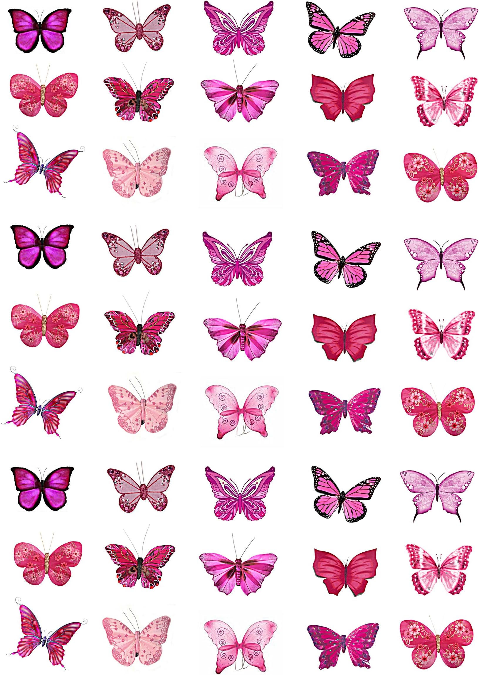 Cakeshop Basics 45 x Pink Butterflies Edible Cake Toppers : Amazon.co ...
