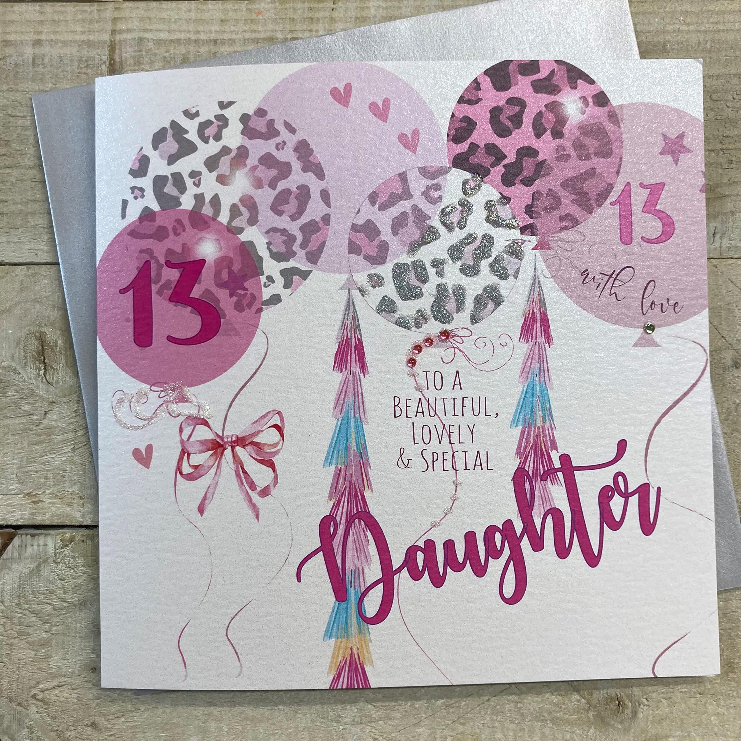 ICG Special Daughter 13th Birthday Card - Age 13 - Love Heart Balloons ...