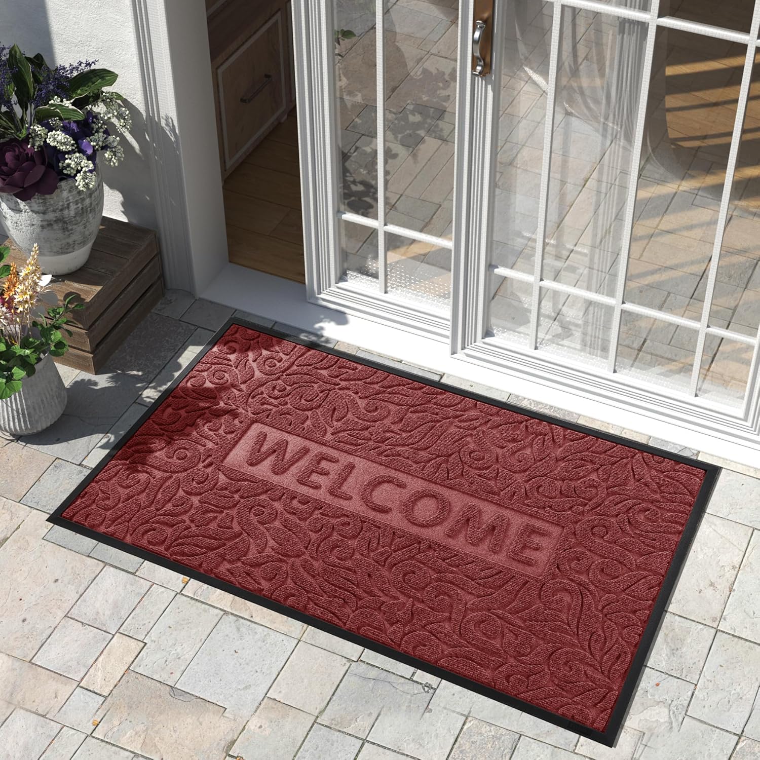 Amazon.com: Yimobra Welcome Front Door Mat Outdoor, Heavy Duty Sturdy ...