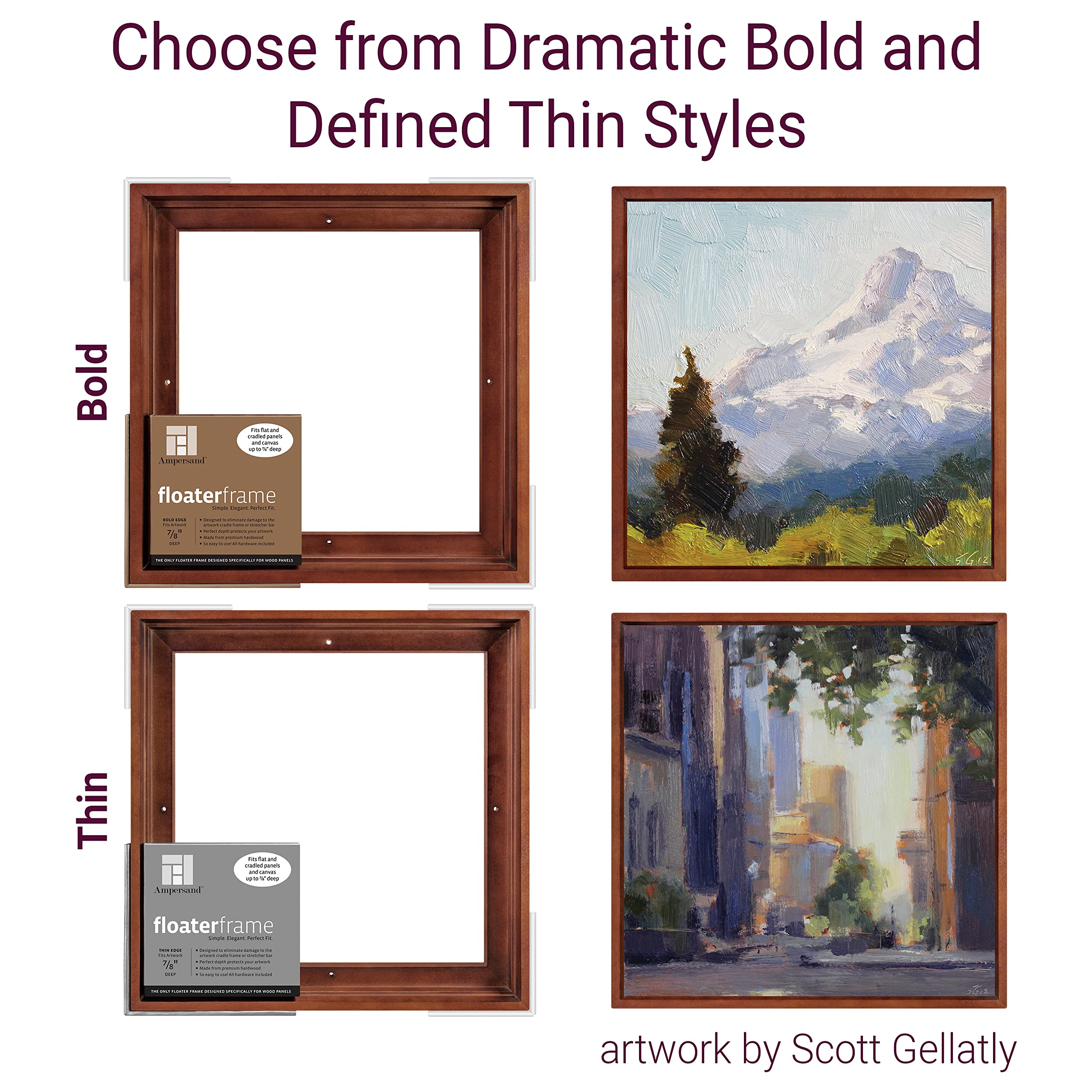 Snapklik.com : Ampersand Art Supply Floaterframe Readymade Frame For Flat And 7/8" Deep Wood ...