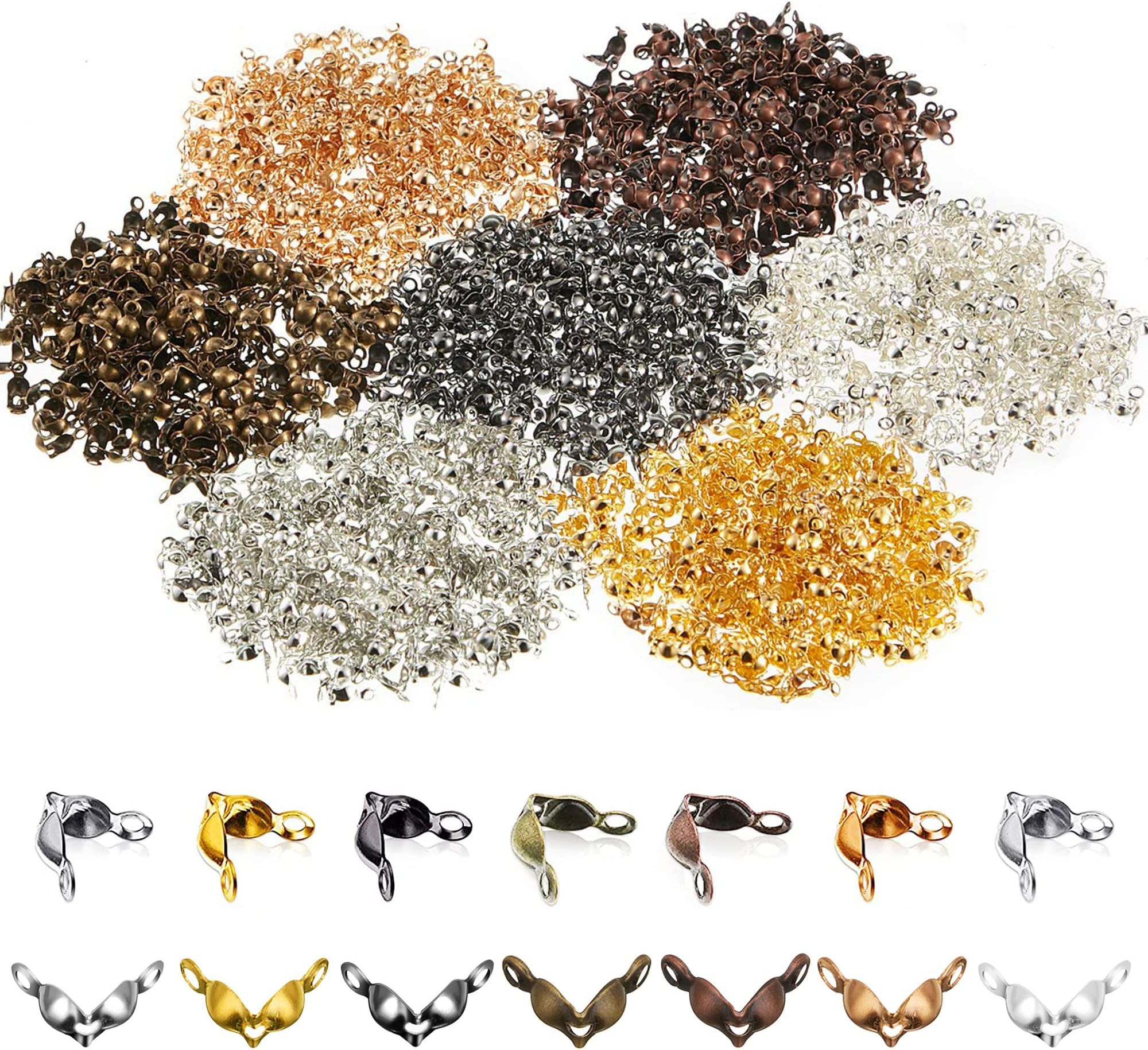 Amazon.com: PH PandaHall 720pcs 6 Color Fold Clamshell End Tips with ...